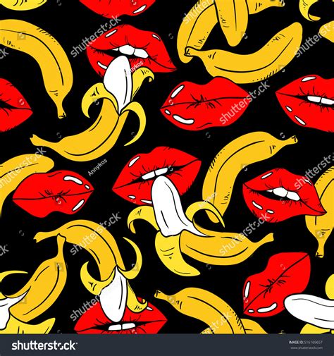 Seamless Pattern Sexy Red Female Lips Stock Vector Royalty Free
