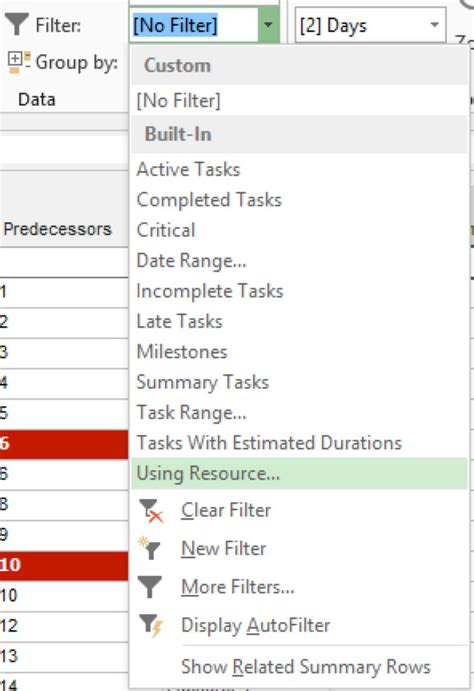 Using Filters In Microsoft Project Training Connection