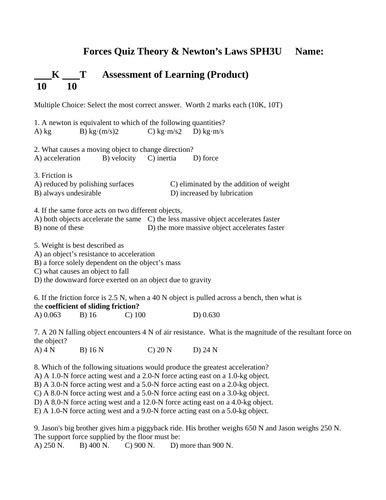 Forces Quiz Net Force And Newtons Law Quiz Grade 11 Physics Quiz With Answers 9 Teaching