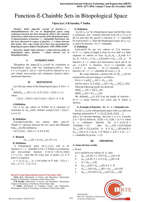 Pdf Function E Chainble Sets In Bitopological Space