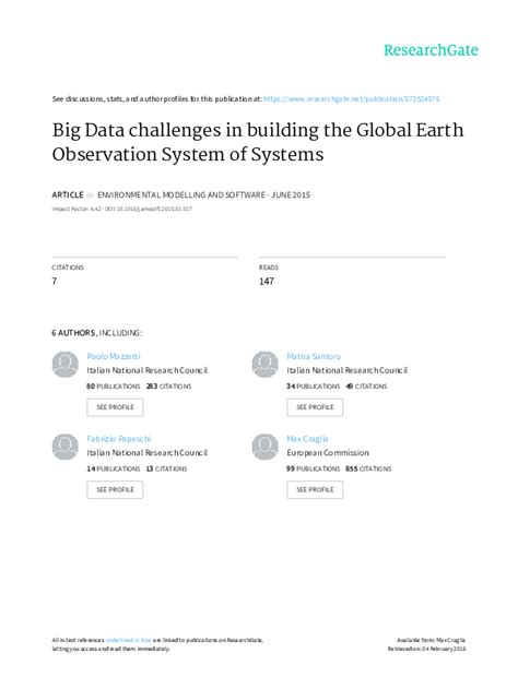 Pdf Big Data Challenges In Building The Global Earth Observation System Of Systems