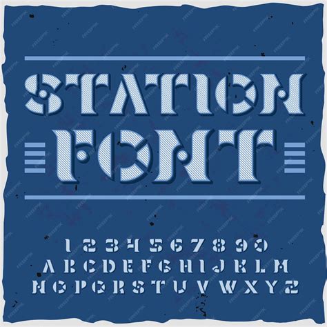 스텐실 플레이트 일러스트와 함께 서체 복고풍 스타일 화려한 문자와 숫자와 역 배경 무료 벡터