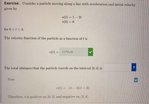 Solved Exercise Given By Consider A Particle Moving Along A Chegg