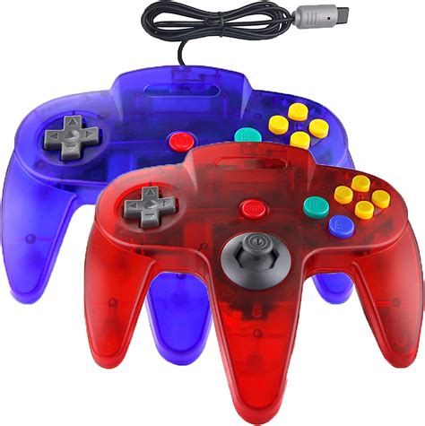 Jinhoabf 2 Pack Classic N64 Controller Wired N64 64 Bit Gamepad Joystick For N64 Console Clear