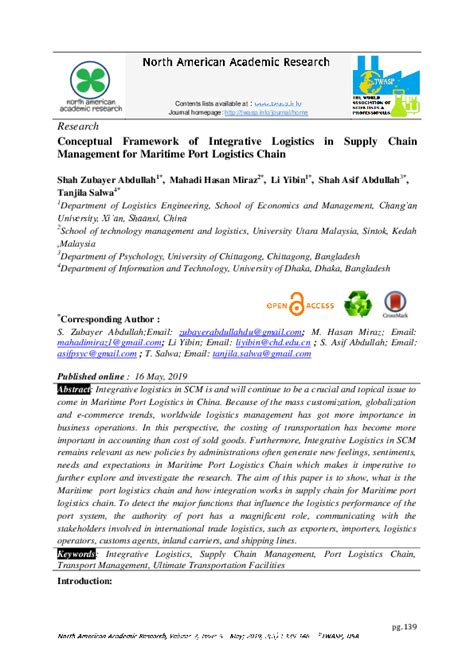 Pdf Conceptual Framework Of Integrative Logistics In Supply Chain Management For Maritime Port