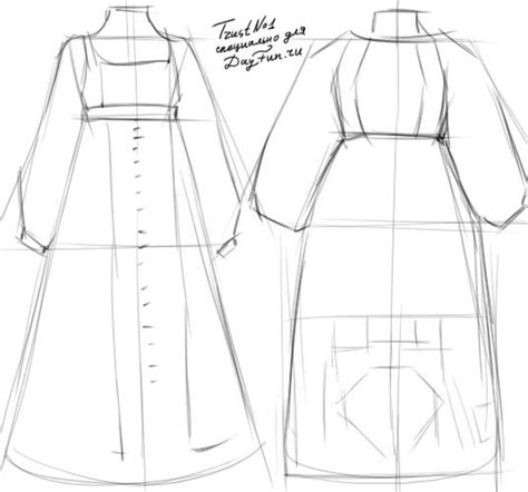 Как нарисовать русский народный костюм карандашом поэтапно 2 Костюм Народный костюм Одежда