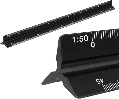 KULTLOGGEN Aluminium Triangle Ruler 30cm Laser Engraved 1 20 1 25 1 50 1 75 1 100 1 150