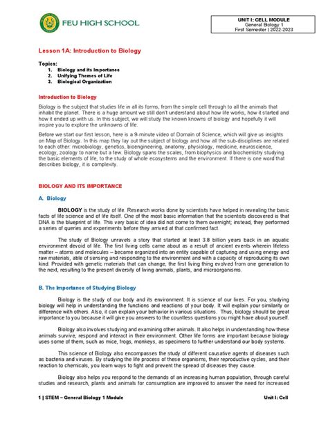 Module 1 Introduction To Biology Pdf