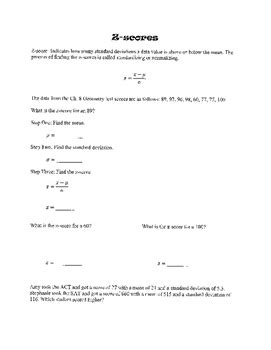 Z Score Notes By Laura Larsen Teachers Pay Teachers