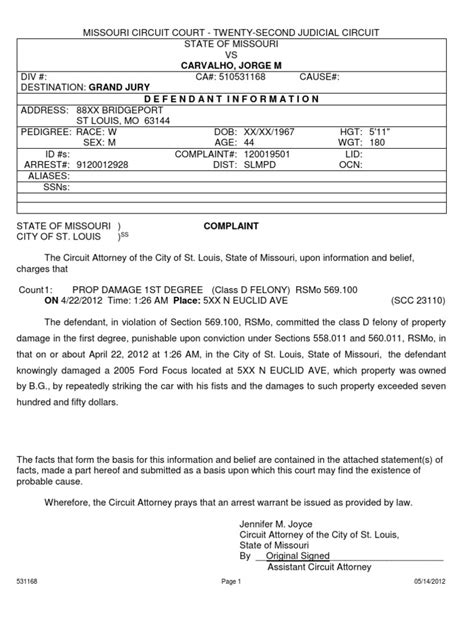 Pc Statement Jorge Carvalho Pdf Defendant Probable Cause