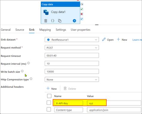 Adf Error At Sink Side Rest Api Key Content Type Conflicts In Authheadersadditionalheaders