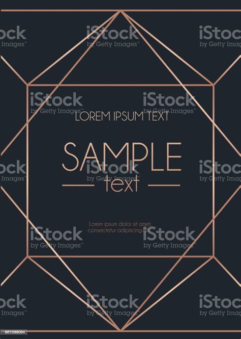 기하학적 인 로즈 골드 디자인 서식 파일입니다 결혼식 초대장 인사말 카드 기념일에 대 한 현대적인 디자인 기하학적 인 로즈 골드 추상적인 모양으로 해군 파란색 배경 벡터