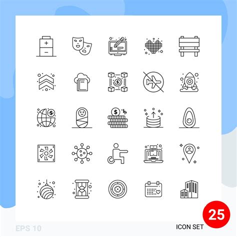 Editable Vector Line Pack Of 25 Simple Lines Of Furniture Bench