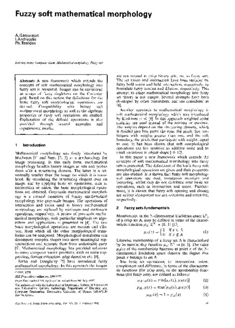 pdf fuzzy soft mathematical morphology