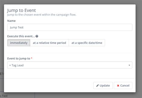 campaign action jump to event incorrect options · issue 12805