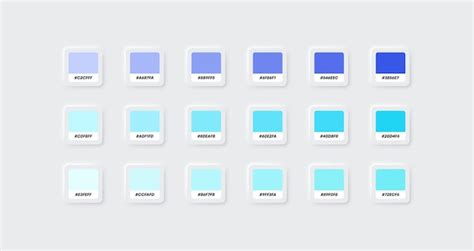 Rgb Hex Neumorphism 스타일 벡터 Eps 의 색상 팔레트 카탈로그 샘플 파란색 및 청록색 프리미엄 벡터
