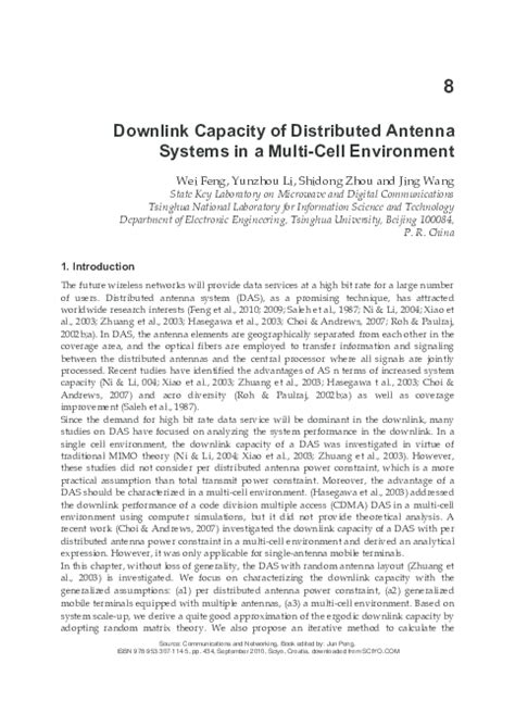 Pdf Downlink Capacity Of Distributed Antenna Systems In A Multi Cell Environment
