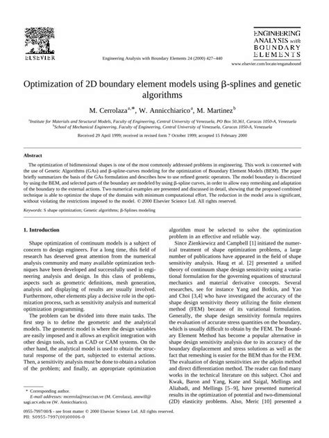 Pdf Optimization Of 2d Boundary Element Models Using β Splines And Genetic Algorithms