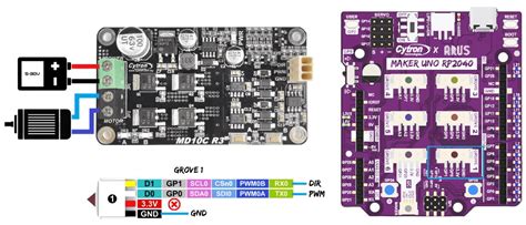 Using Md10c Motor Driver With Maker Uno Rp2040 To Control Dc Motors