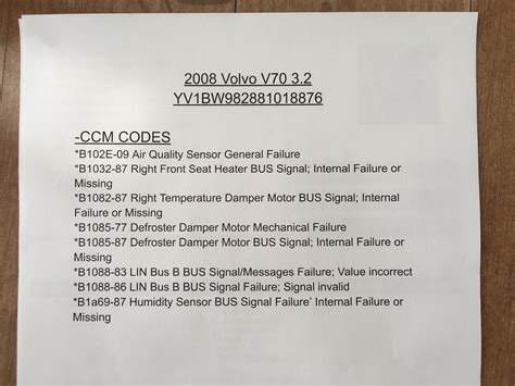 Help 2008 V70 Multiple Error Codes Likely Due To Common Wiring Fault