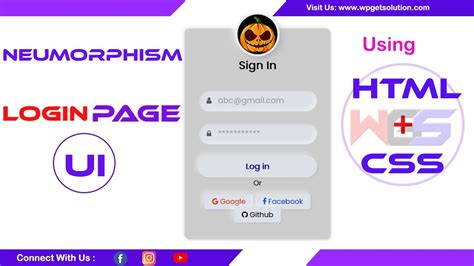 Login Page Ui Design Using Html And Css Neumorphism Youtube