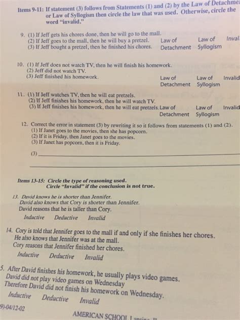 Solved Items 9 11 If Statement 3 Follows From Statements