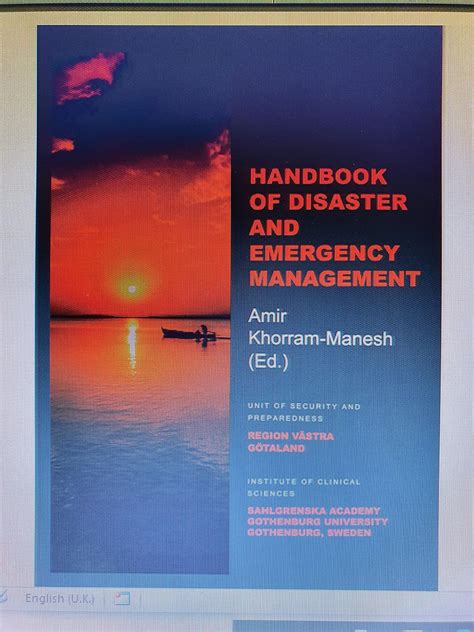 Handbook Of Disaster And Emergency Management Amir Khorram Manesh