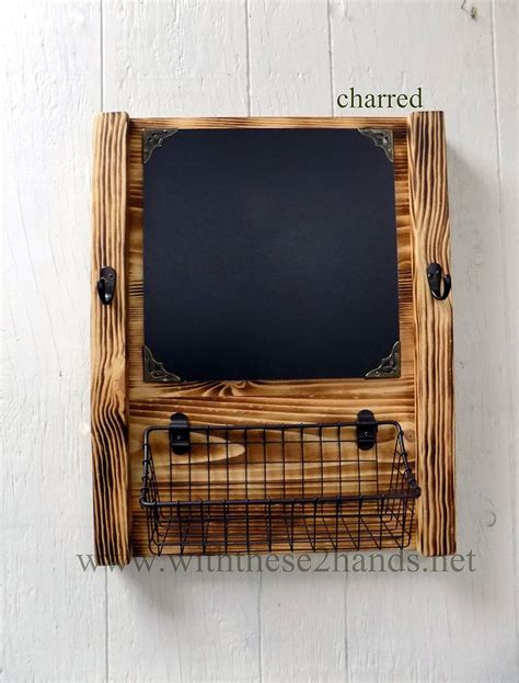 Entryway Key Hooks Mail Organizer Chalkboard Whiteboard Cork Board Handmade