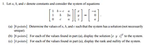 Solved Let A B And C Denote Constants And Consider The Chegg