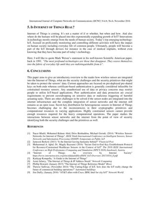 WIRELESS SENSORS INTEGRATION INTO INTERNET OF THINGS AND THE SECURITY PRIMITIVES PDF