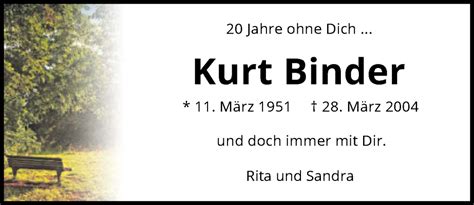 Traueranzeigen Von Kurt Binder Trauerundgedenken De
