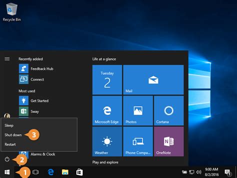 shut down windows 10 customguide