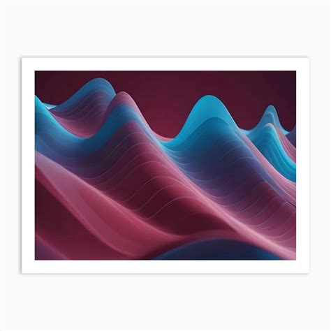 Abstract Image Of A Series Of Blue And Pink Waves Creating A Textured And Dynamic Landscape Art