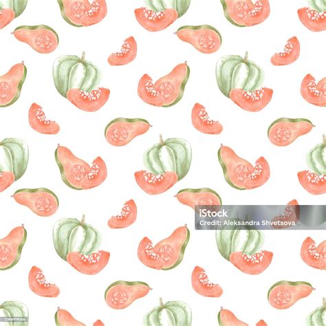 손으로 그린 수채화 가을 호박 조각 완벽 한 패턴 흰색 배경에 고립되어 있습니다 농촌 일러스트레이션 섬유 직물 스크랩북 및 기타 인쇄 제품에 사용할 수 있습니다 0명에 대한