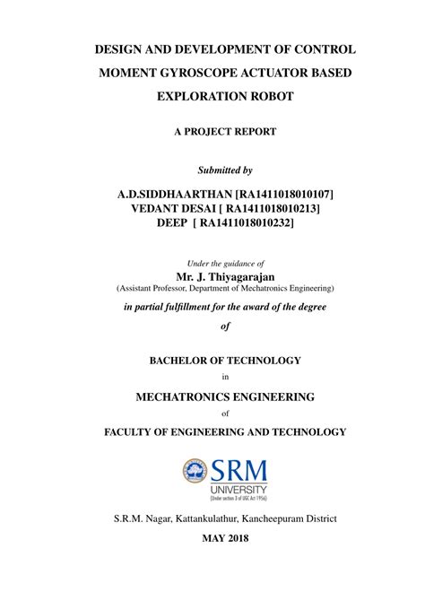 Pdf Design And Development Of Control Moment Gyroscope Actuator Based Exploration Robot