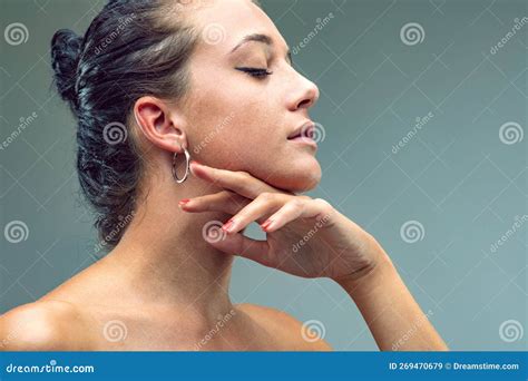 Beautiful Young Girl Caressing Her Face Stock Image Image Of Products Purity 269470679