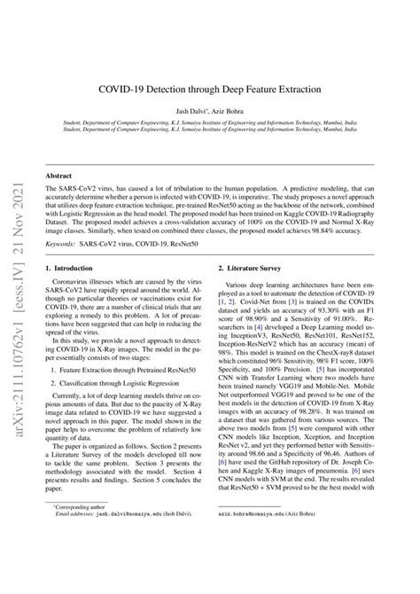 Covid 19 Detection Through Deep Feature Extraction Deepai