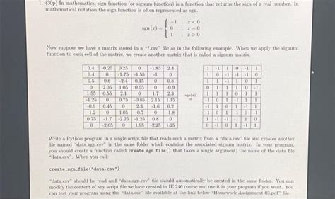 Solved 1 30p In Mathematics Sign Function Or Sigmum