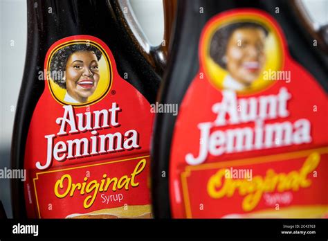 Bottles Of Aunt Jemima Syrup Stock Photo Alamy