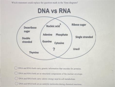 complete the venn diagram that compares dna to rna dna rna d