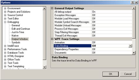 Net No WPF Messages In The Visual Studio Output Window Stack Overflow