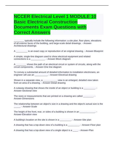 Nccer Electrical Level 1 Module 10 Basic Electrical Construction