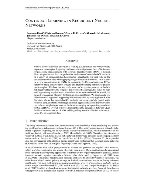 Pdf Continual Learning In Recurrent Neural Networks