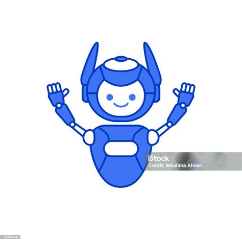 Robot Character Say Hi Hello Vector Illustration Cute Robot Cartoon Stock Illustration