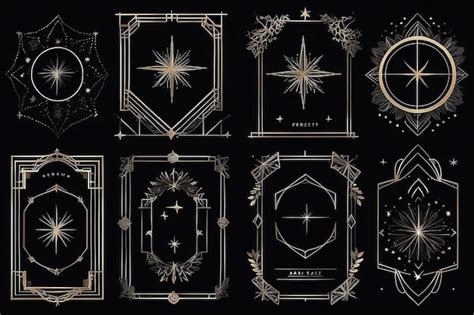 Premium Photo Modern Minimalist Aesthetic Line Elements Trendy Linear Frames With Stars Arch