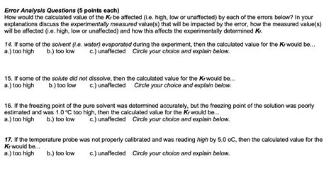 Solved Error Analysis Questions Points Each How Would Chegg
