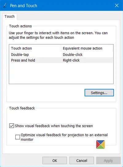 Configure Pen Shortcuts Touch Settings In Windows