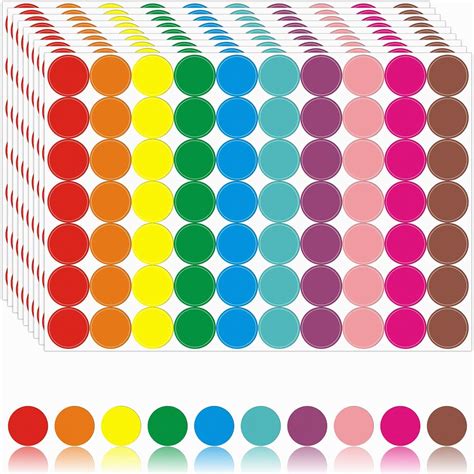 Buy 2100 PCS 3 4 Inch Dot Stickers Circle Color Coding Labels 10 Color Style Colorful Round