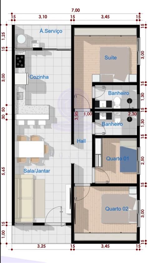 Planta Baixa De Apartamento Pequeno Com Dois Quartos