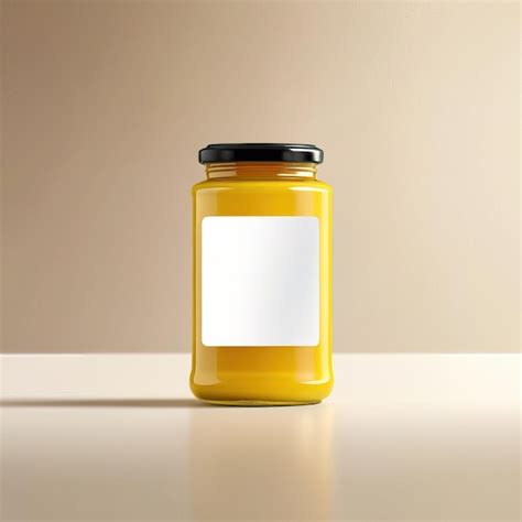 Premium Photo Jar Of Mustard Condiment Blank Empty Generic Product Packagin Mockup